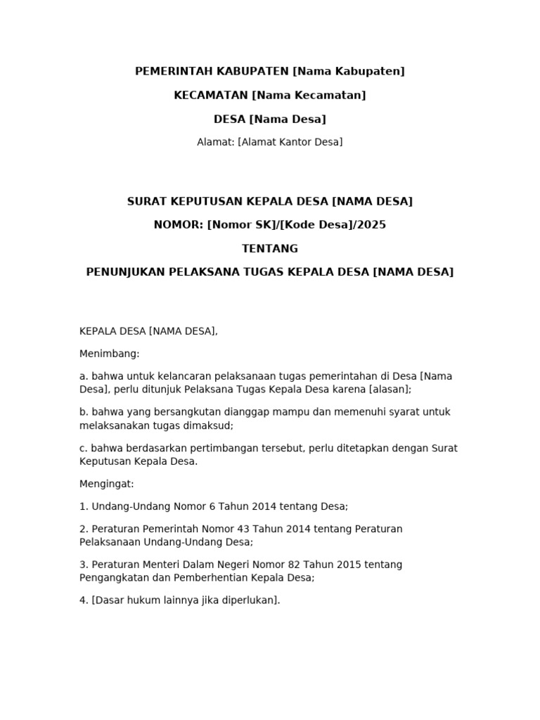 SK Plt Kepala Desa 2025 | PDF