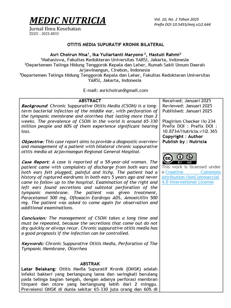 Otitis Media Supuratif Kronik Bilateral | PDF