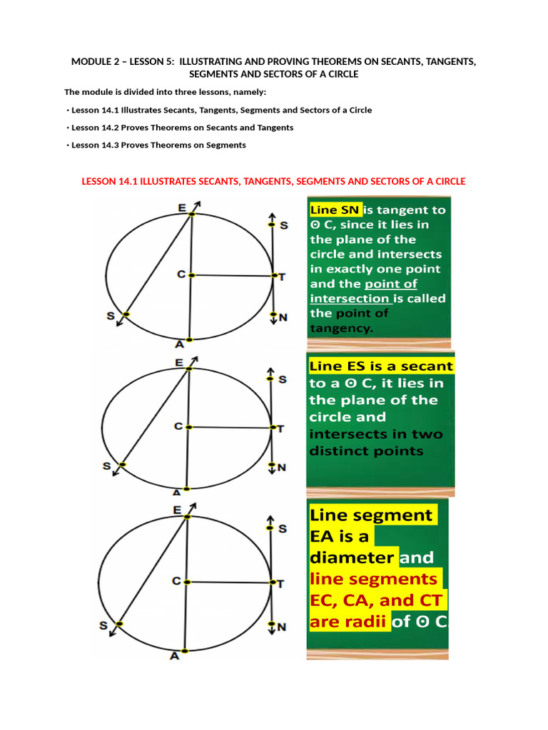 Theorems on Circles: Secants & Tangents | PDF