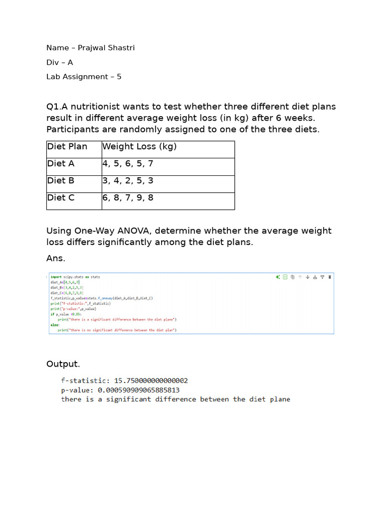 Statistics Using Python Lab Assignment 5 | PDF