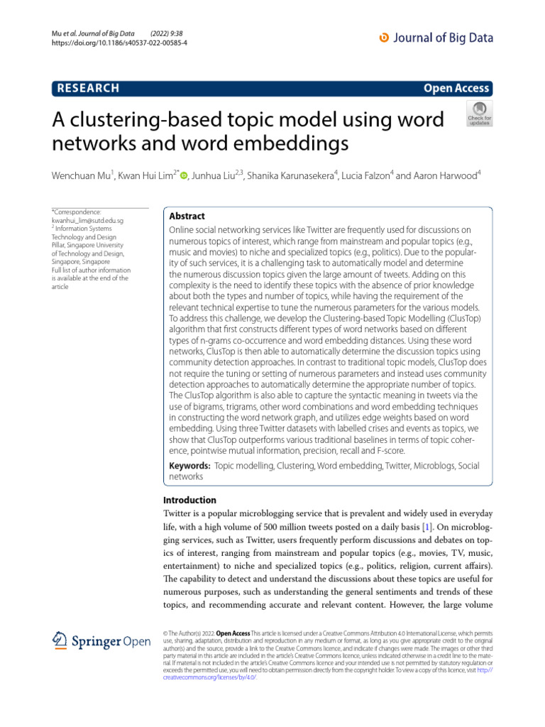 A Clustering Topic Model Word Networks Word Embeddings | PDF | Cluster ...