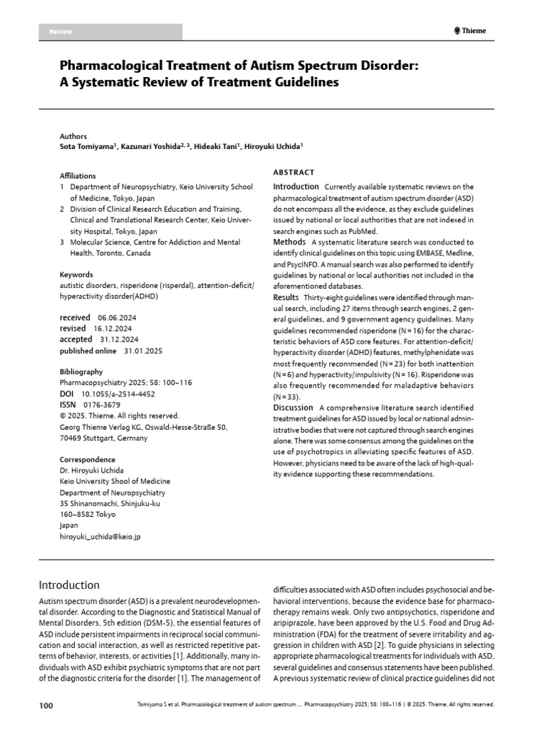 Pharmacological Guidelines for Autism Treatment | PDF | Attention ...