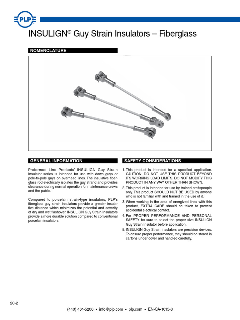 Fiberglass Guy Strain Insulators Overview | PDF | Insulator ...
