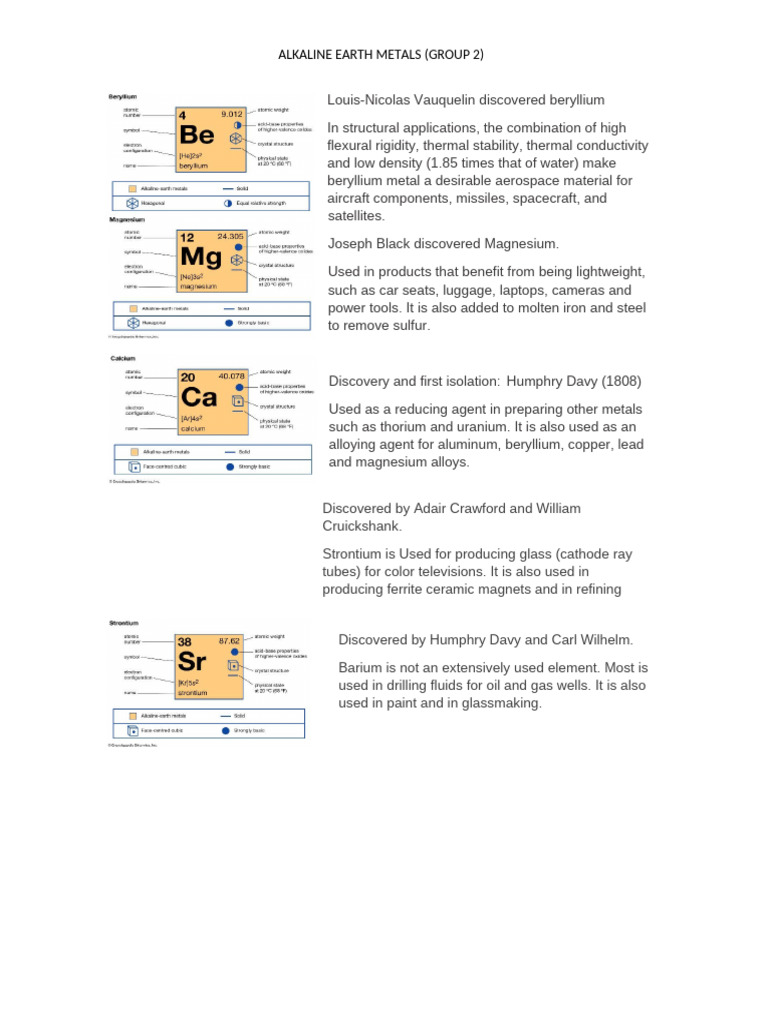 Overview of Alkaline Earth Metals | PDF