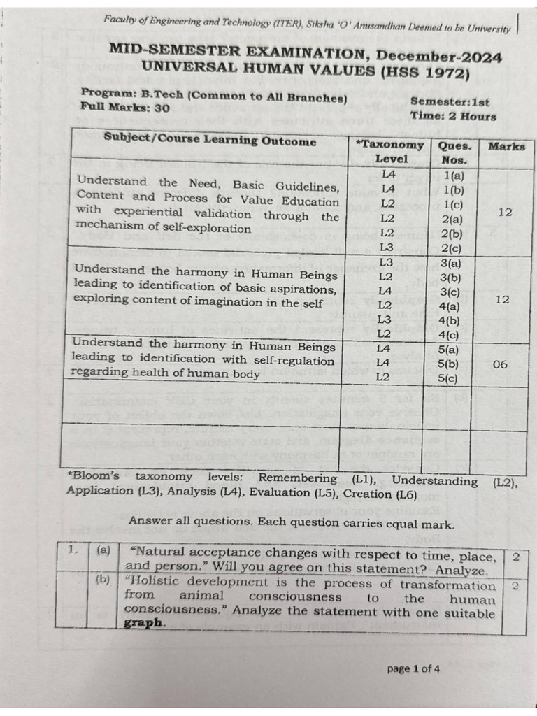 Mid Sem 1st Sem | PDF