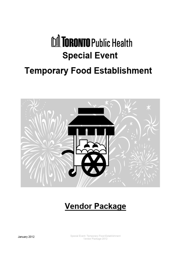 Temporary Food Vendor Package | PDF | Sunscreen | Hand Washing
