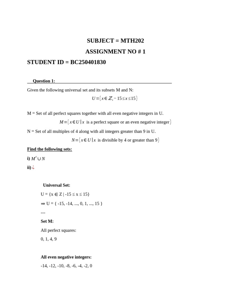 Mth 202 1st Assignment Pdf Mathematical Concepts Mathematics