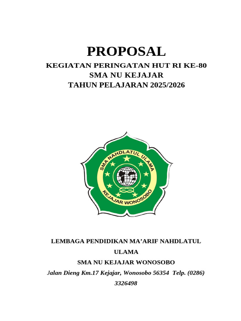 Proposal Peringatan HUT RI ke-80 SMA NU Kejajar | PDF