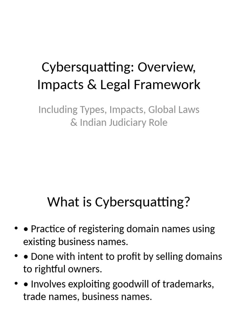 Understanding Cybersquatting: Types & Laws | PDF