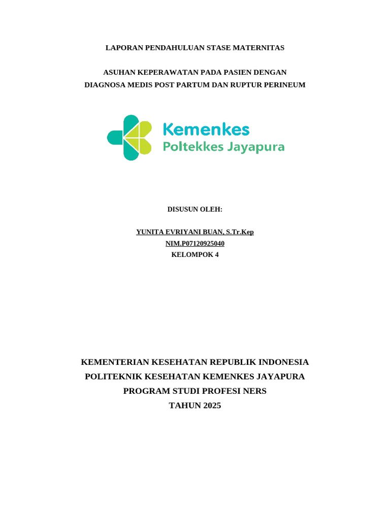 LP Post Partum Spontan Dan Ruptur Perineum | PDF