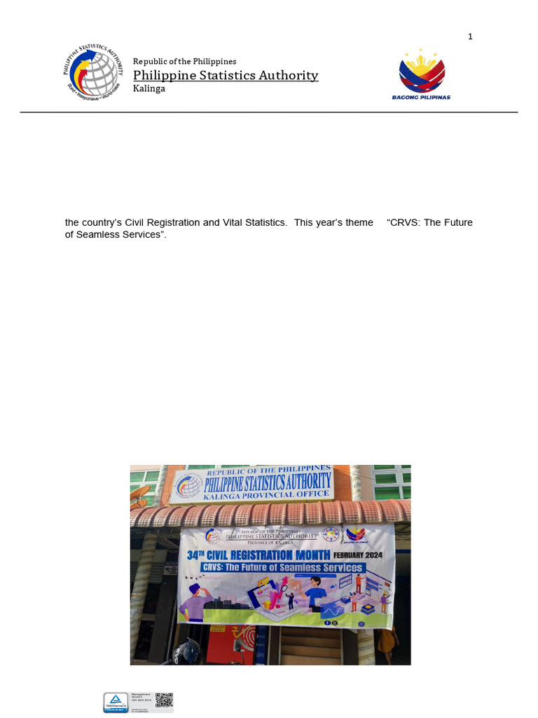 2024 Civil Registration Month Report | PDF | Government | Social ...