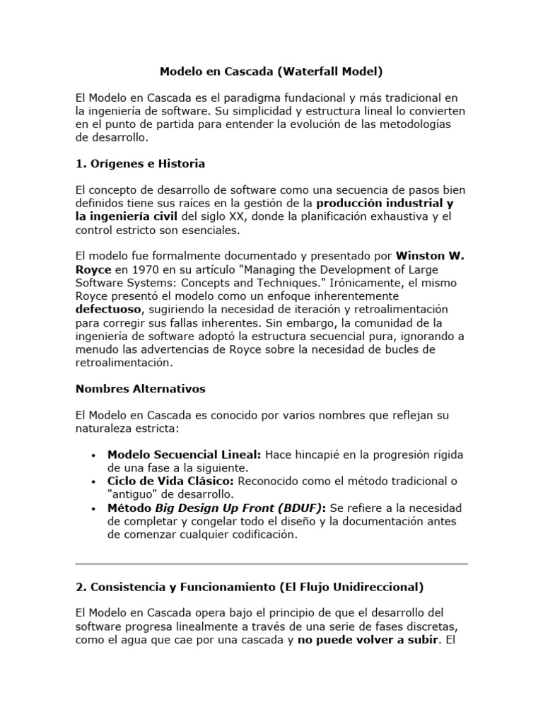 Modelo en Cascada: Ventajas y Desventajas | PDF | Software | Ingeniería ...