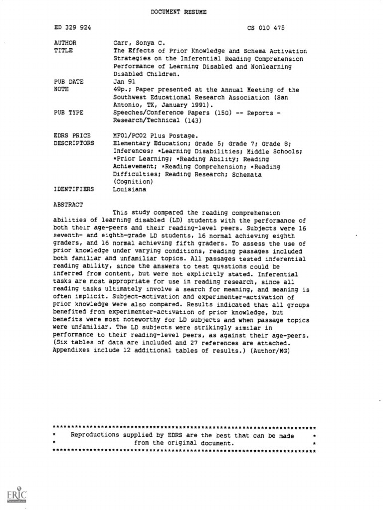 The Effects of Prior Knowledge and Schema Activation 5bv494yoxc | PDF ...