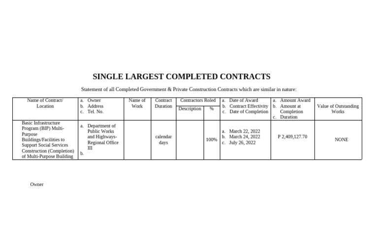 SLCC 2022 - Multi Purpose Dpwh-Blank | PDF