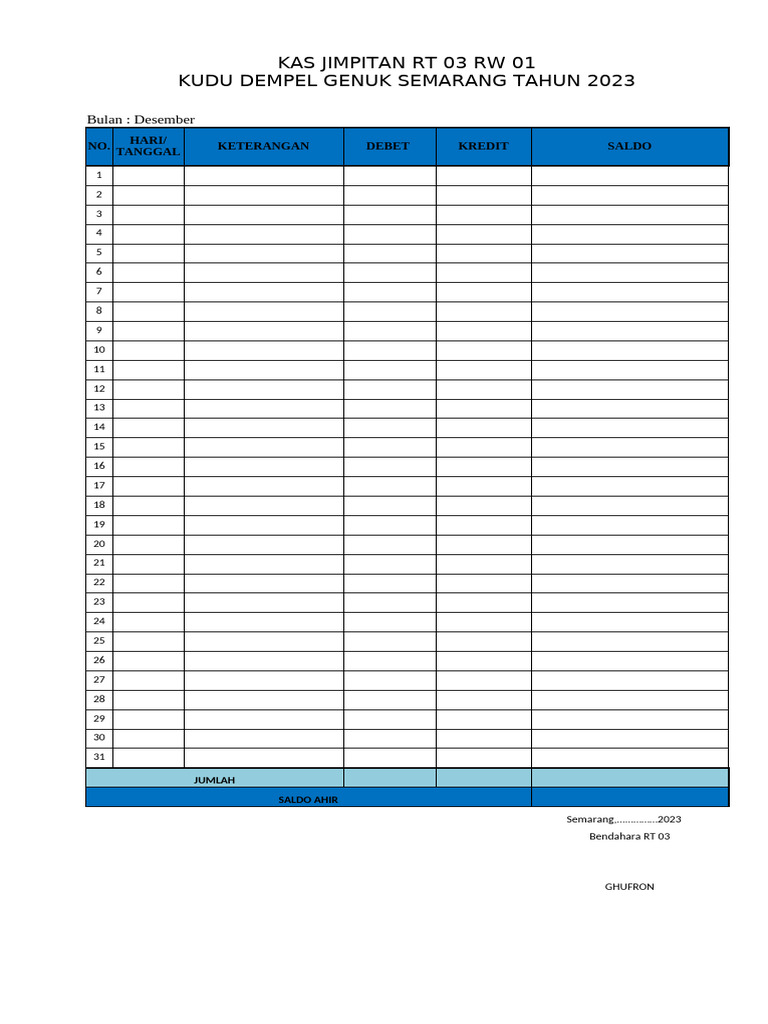 Buku Kas RT 03 | PDF