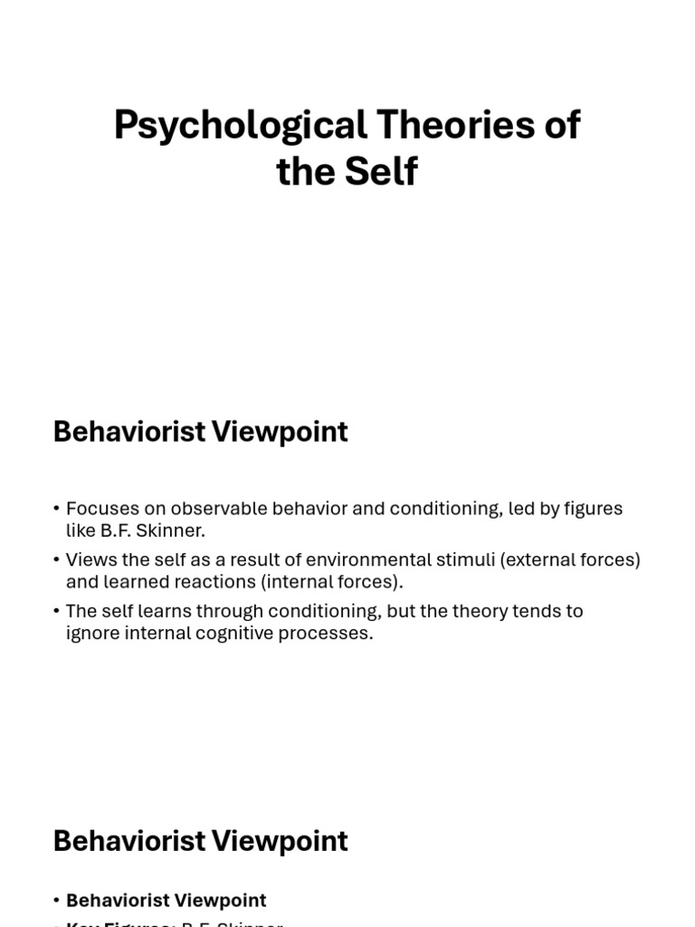 Psychological Theories of the Self | PDF | Behaviorism | Humanistic ...