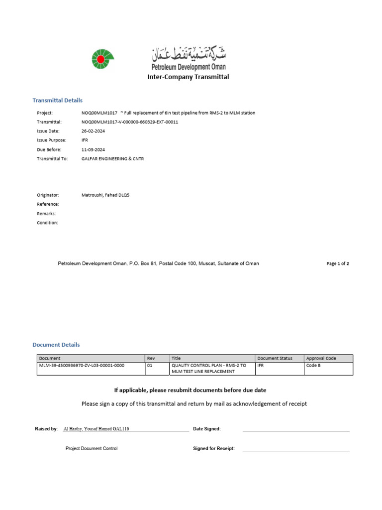 Gulfar ITP | PDF | Pipe (Fluid Conveyance) | Calibration