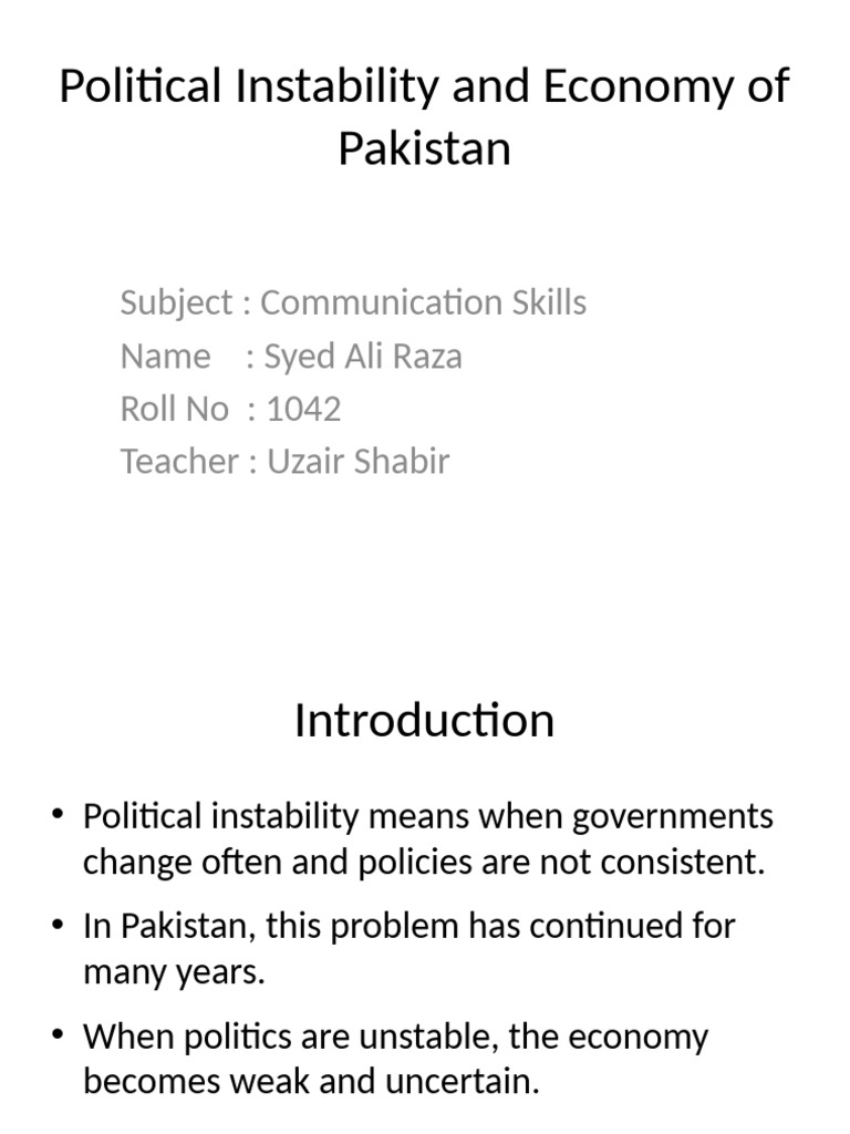 Pakistan's Political Instability Impact on Economy | PDF