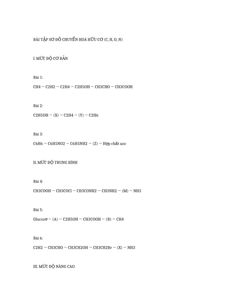 Bai Tap Chuyen Hoa Huu Co | PDF