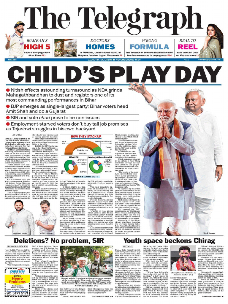 the-telegraph-15-11-2025 | PDF | Newspapers | Newspaper Publishing