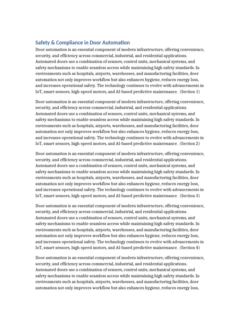 Door Automation Safety & Compliance Guide | PDF | Automation | Internet ...