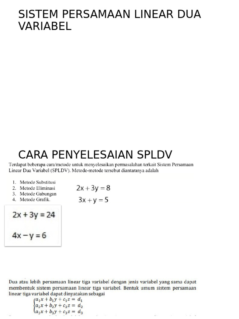 Sistem Persamaan Linear Dua Variabel 27 10 | PDF
