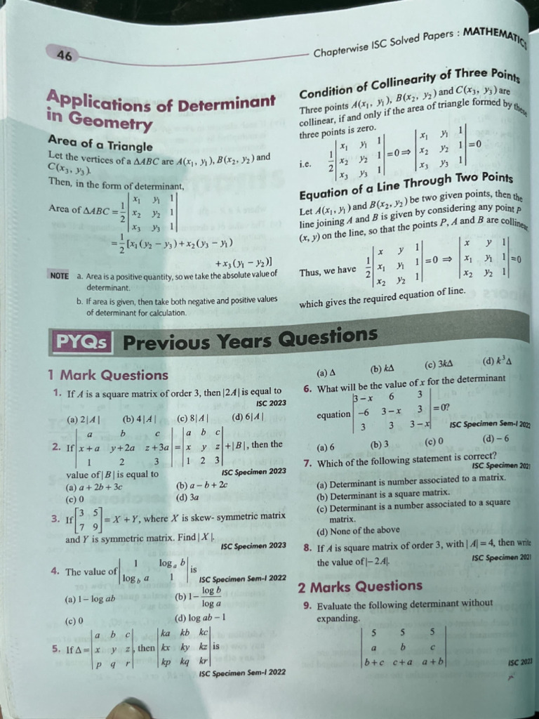 Determinants PYQs | PDF