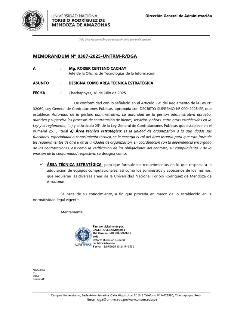 Memo Area Tecnica Estratégica | PDF
