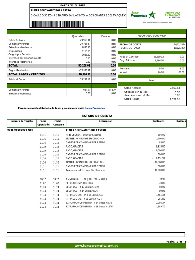 1151431282premia Platinum Visa (LTC) 112024 | PDF | Bancario ...