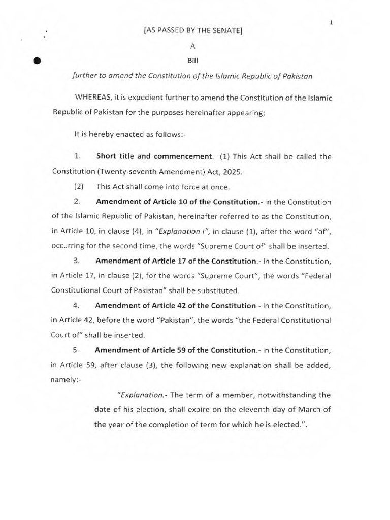 The Constitution (Twenty-Seventh Amendment) Bill, 2025 Passed by The ...