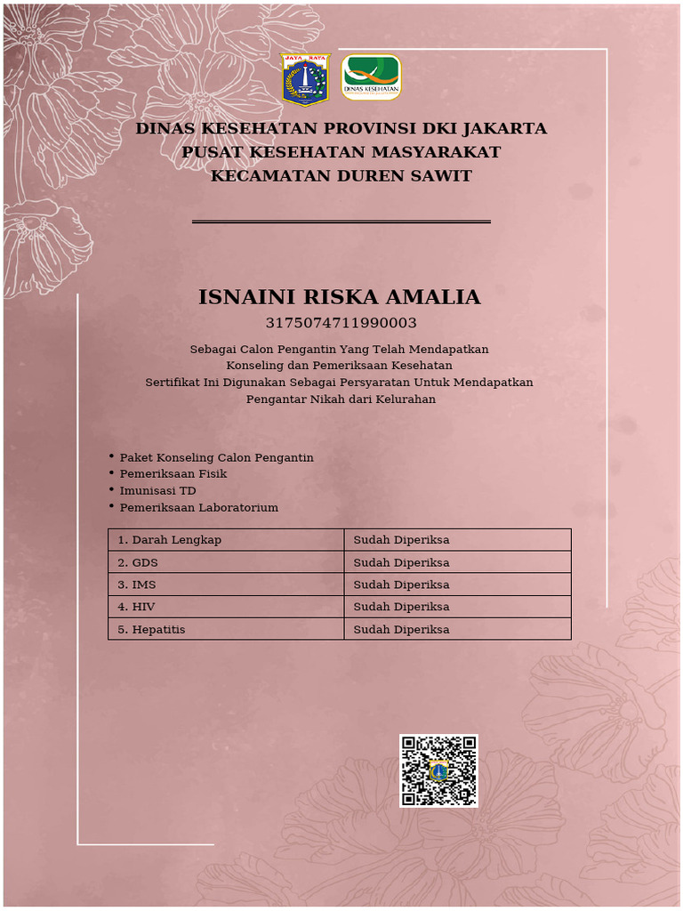 Surat Layak Nikah Isnaini Riska Amalia | PDF