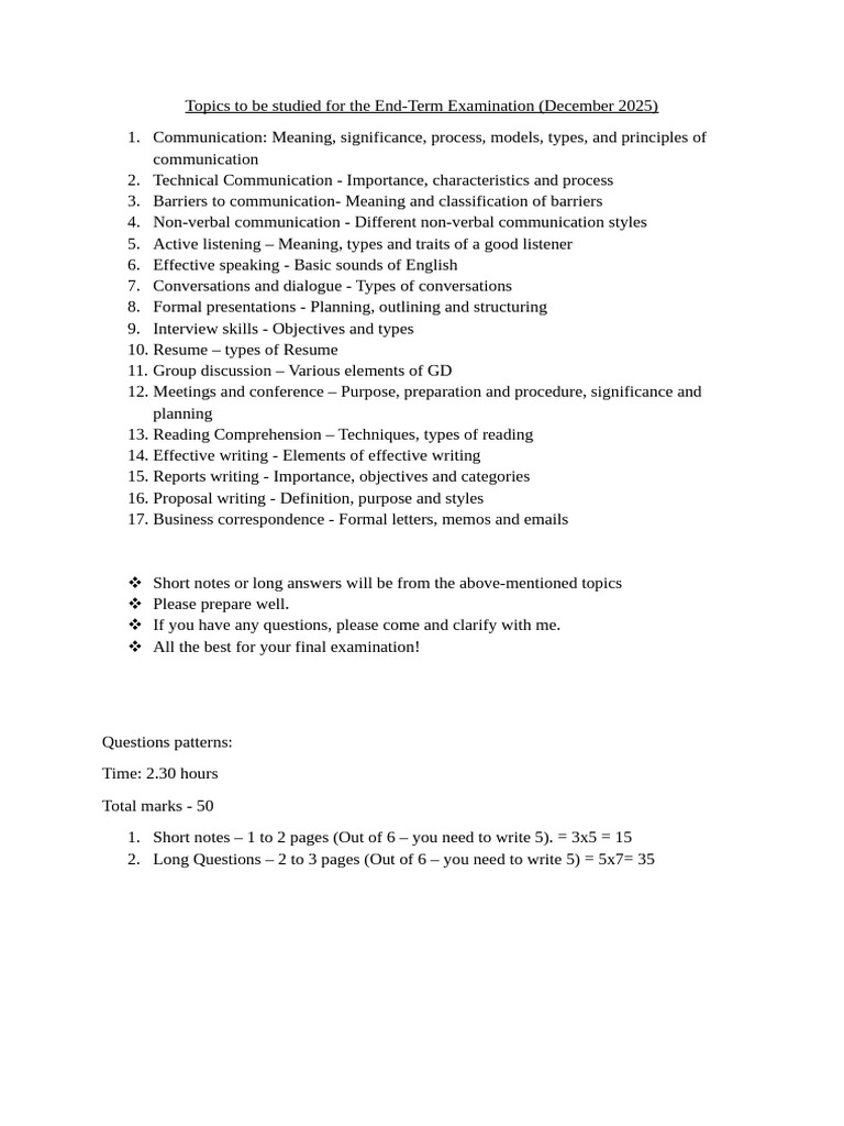 Topics For End-Term | PDF
