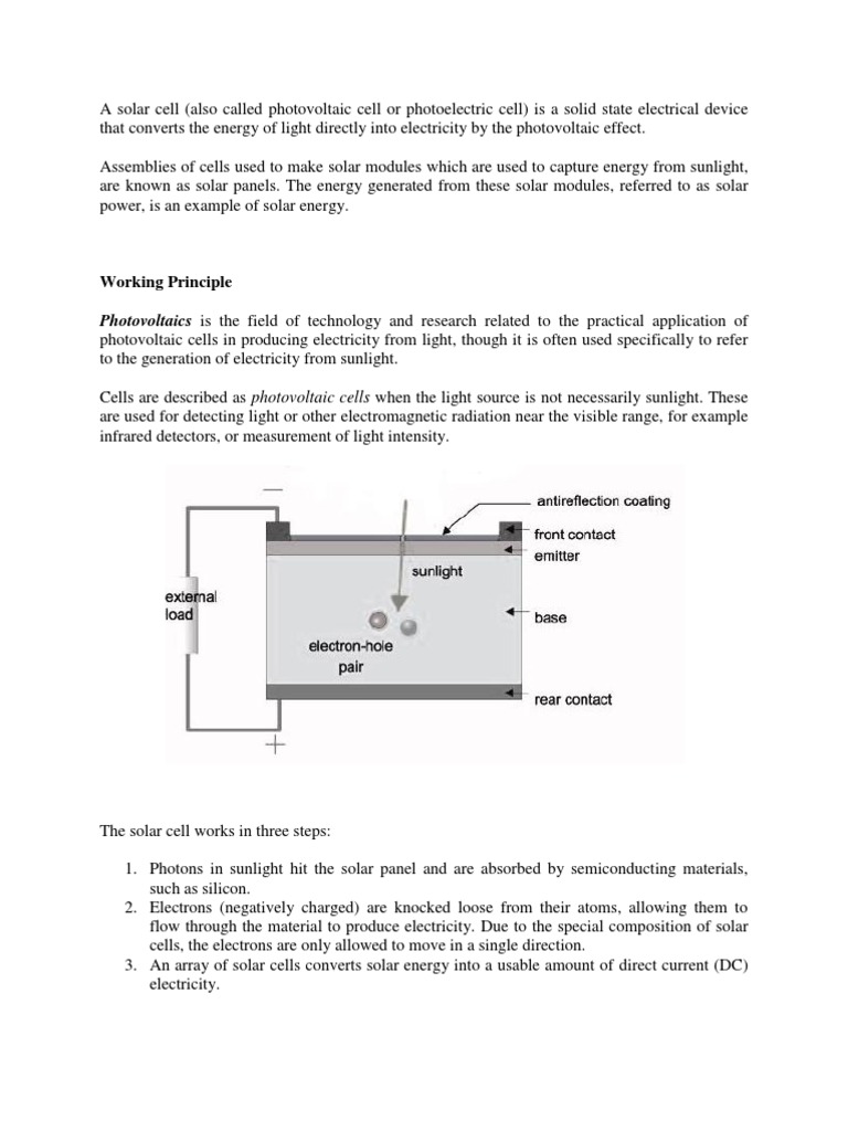 A Solar Cell | PDF | Solar Cell | Photovoltaics