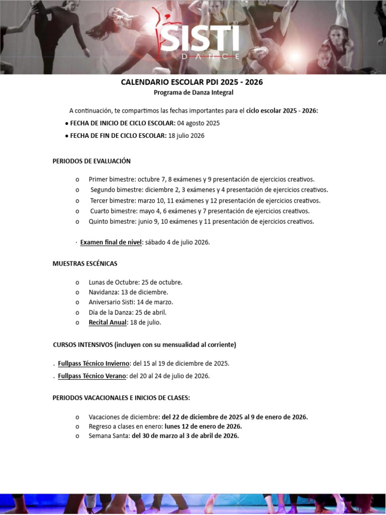 Calendario Escolar PDI 2025-2026 | PDF