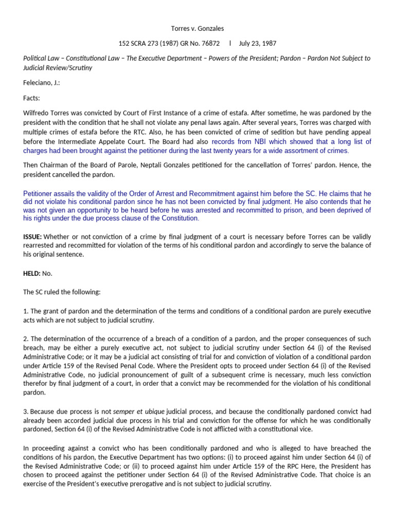 Torres vs Gonzales | PDF | Pardon | Public Sphere