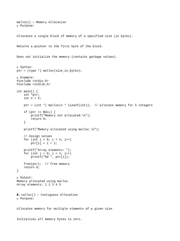 Dynamic Memory Allocation | PDF | Integer (Computer Science) | Software ...