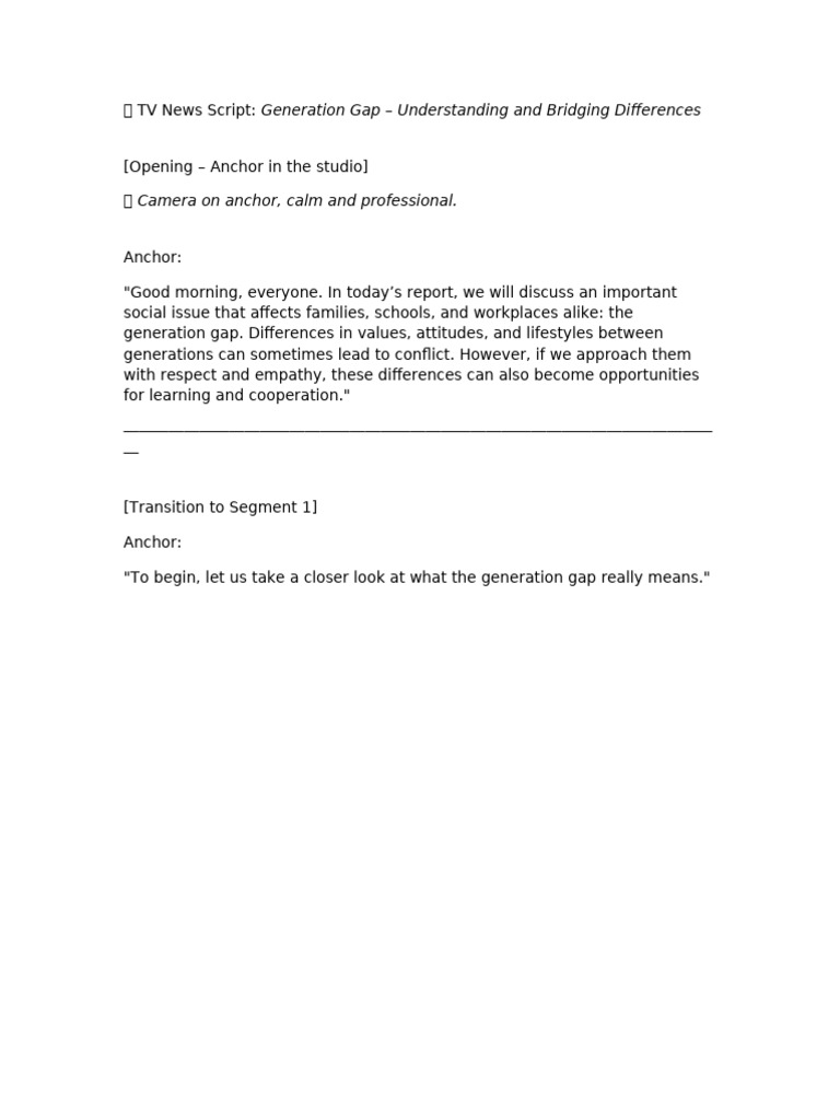 Generation Gap Sample Format | PDF