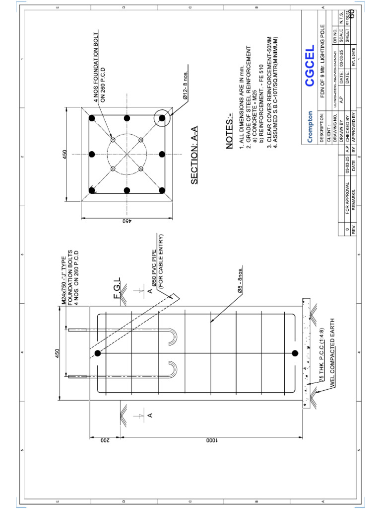 9Mtr Pole Foundation Drg. | PDF