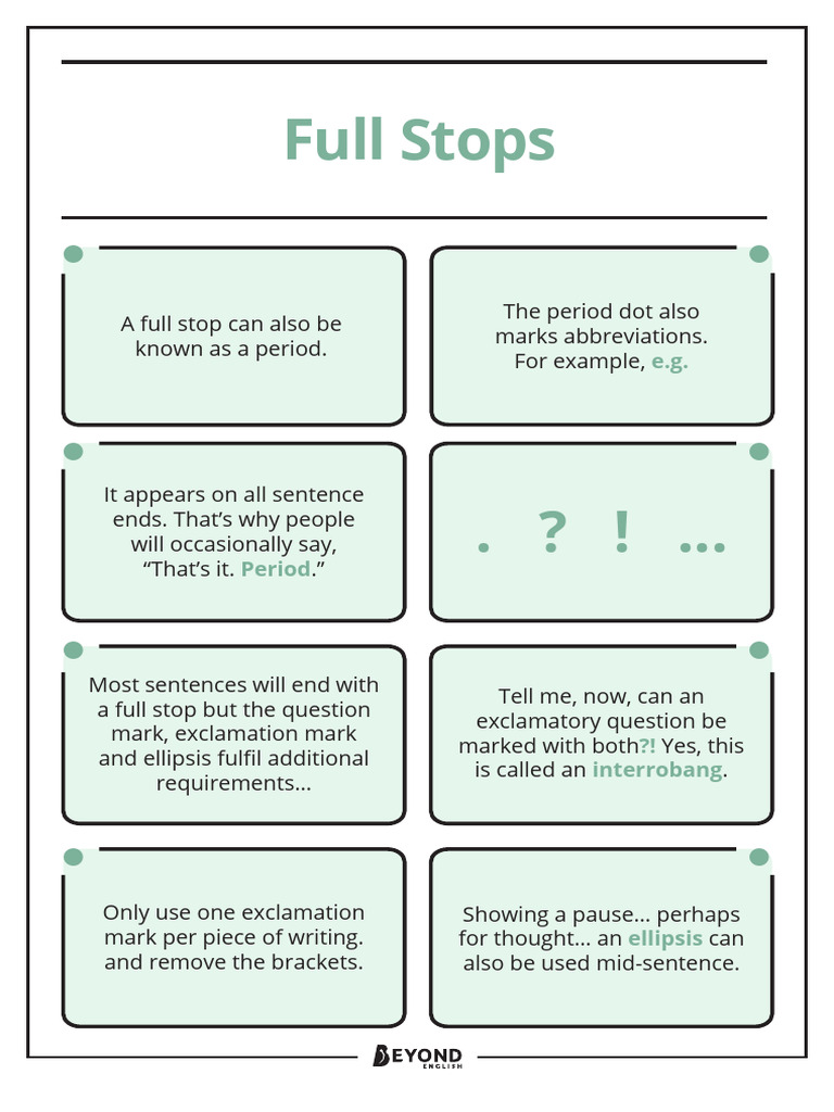 Understanding Full Stops and Punctuation | PDF
