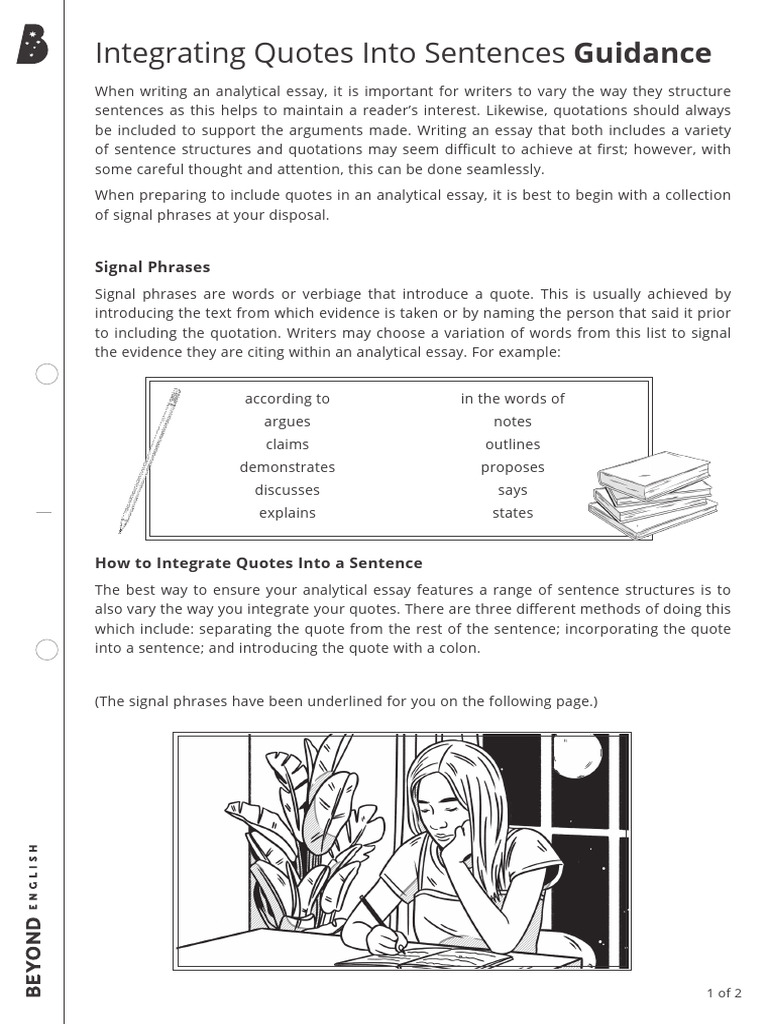 Integrating Quotes in Analytical Essays | PDF | Essays