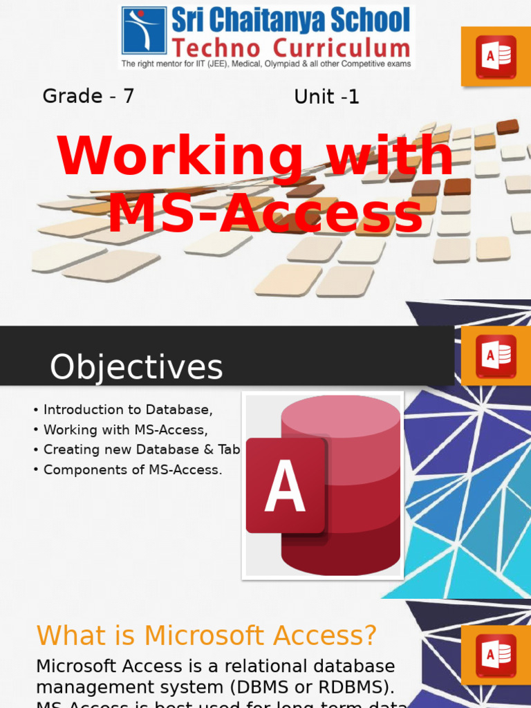 Unit 1 - Working With MS - Access | PDF | Databases | Microsoft Access