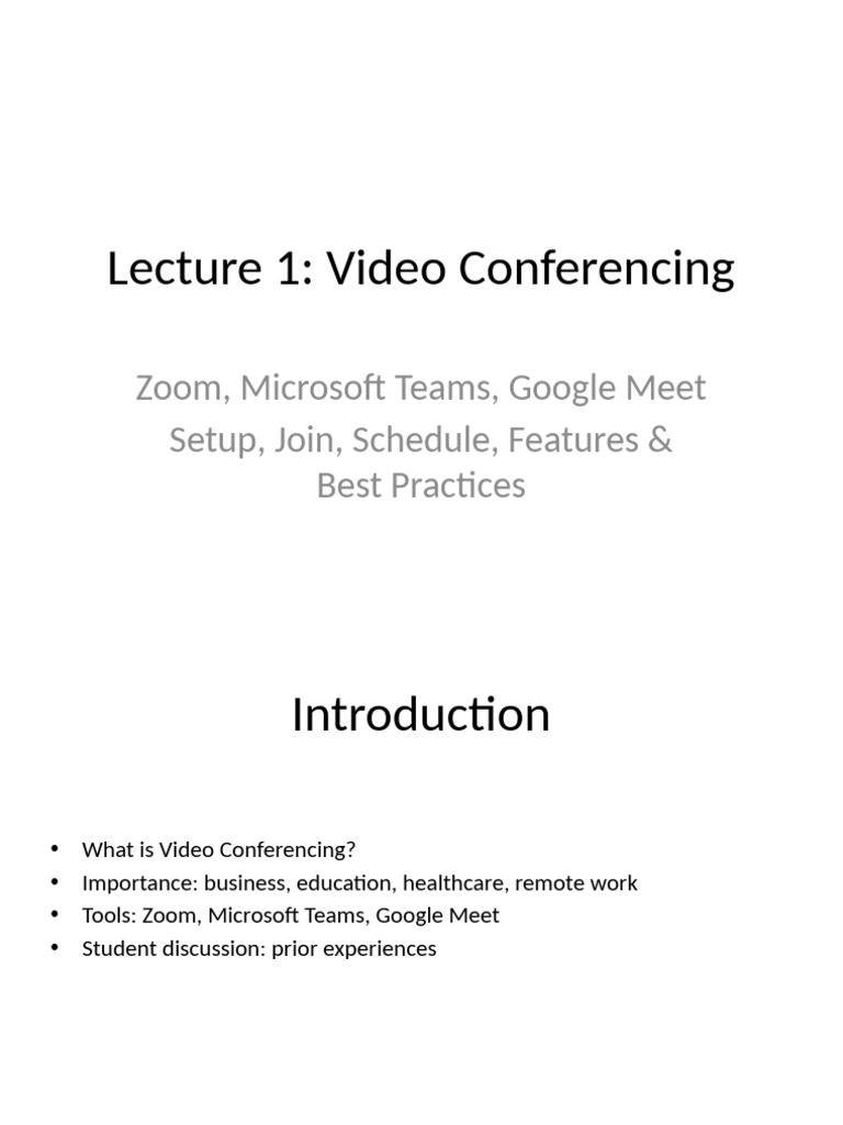 Lecture7 Video Conferencing AllSlides | PDF | Online Chat | Gmail