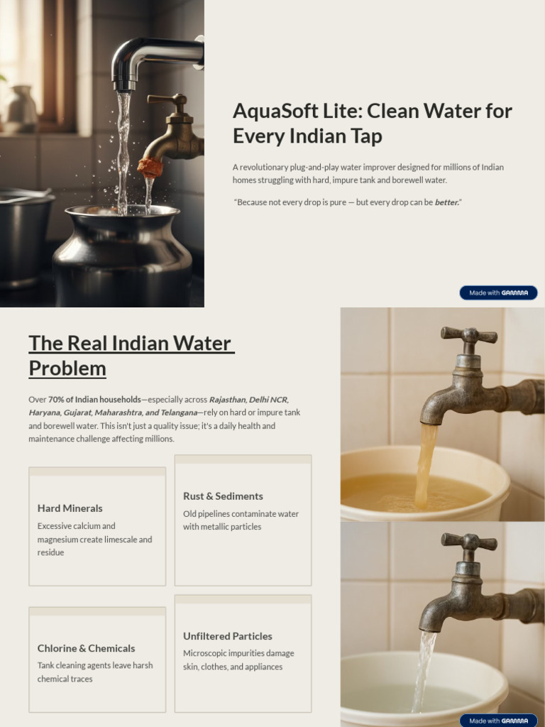 AquaSoft Lite Clean Water For Every Indian Tap | PDF