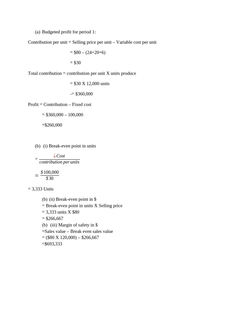 Budgeted Profit For Period 1 | PDF