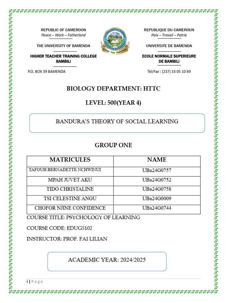 Bandura's Social Learning Theory Explained | PDF | Cognition | Social ...