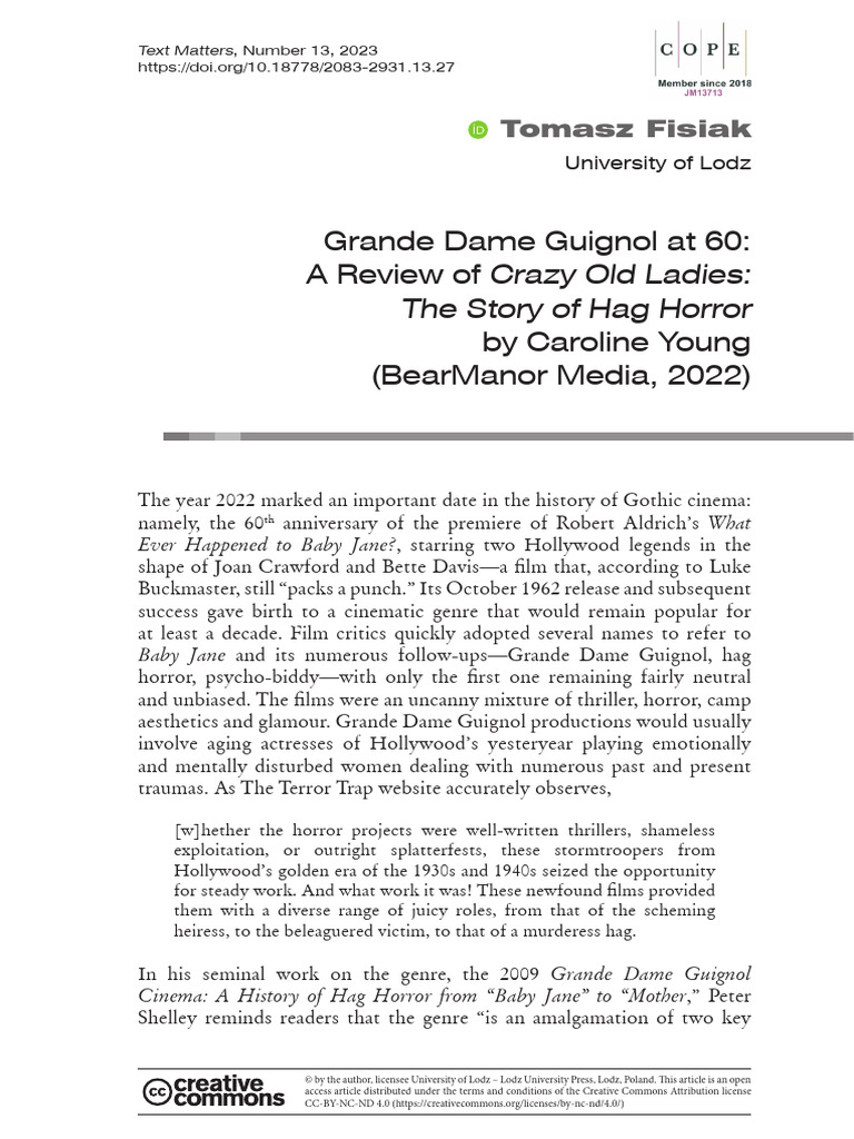 Review of Crazy Old Ladies: Hag Horror | PDF | Horror Films