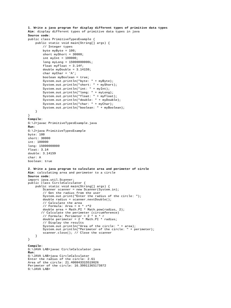 Java Programming Lab II Year Diploma AIML | PDF | Inheritance (Object ...