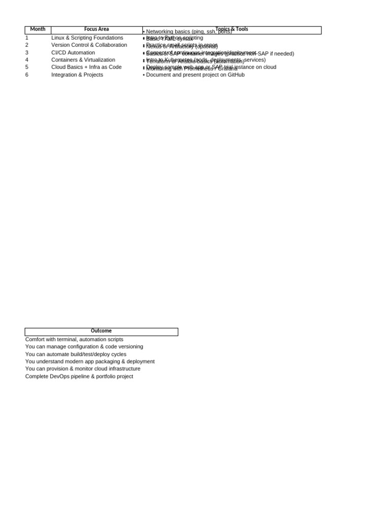 SAP Basis To DevOps 6 Month Plan | PDF