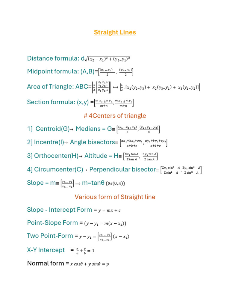 Straight Line Formula (2) | PDF | Triangle | Triangle Geometry