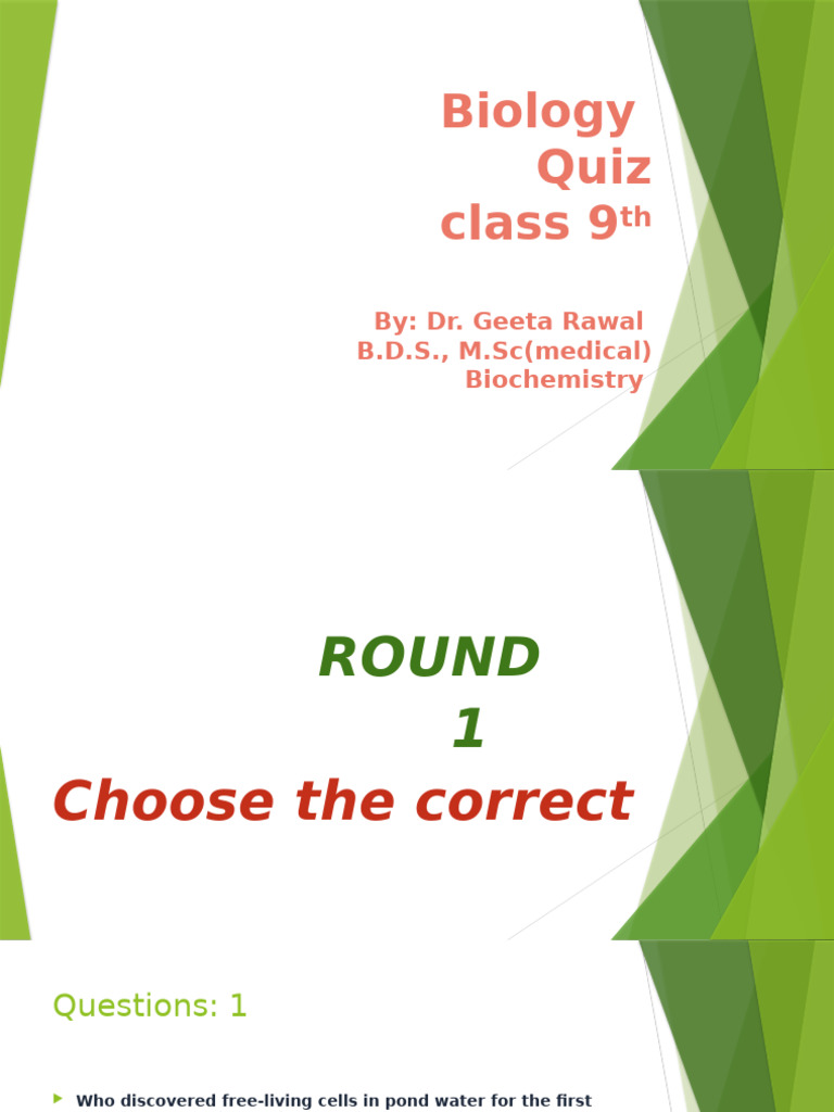 Science Quiz, Class 9th, Cell and Tissue | PDF | Tissue (Biology ...